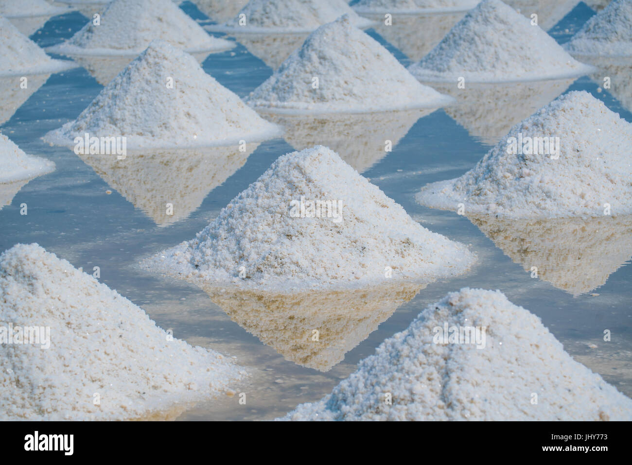 Heap of sea salt in original salt produce farm make from natural ocean ...