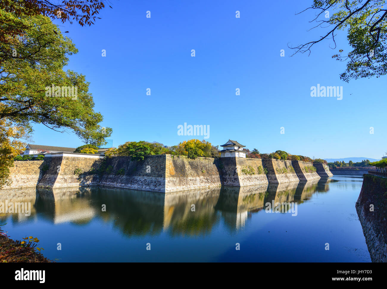 Fortress wall of Osaka Castle in Osaka, Japan. The castle is one of ...