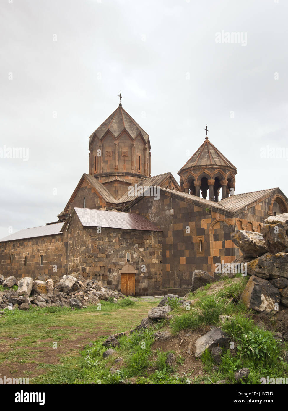 The medieval Hovhannavank monastery with St. John the Baptist cathedral ...