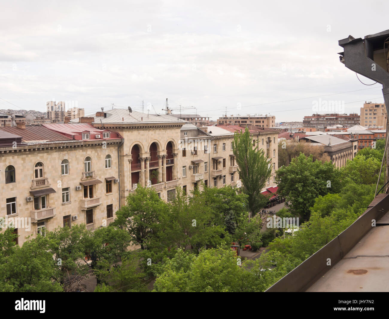 Yerevan, the capital of Armenia. Looking out from a balcony on ...