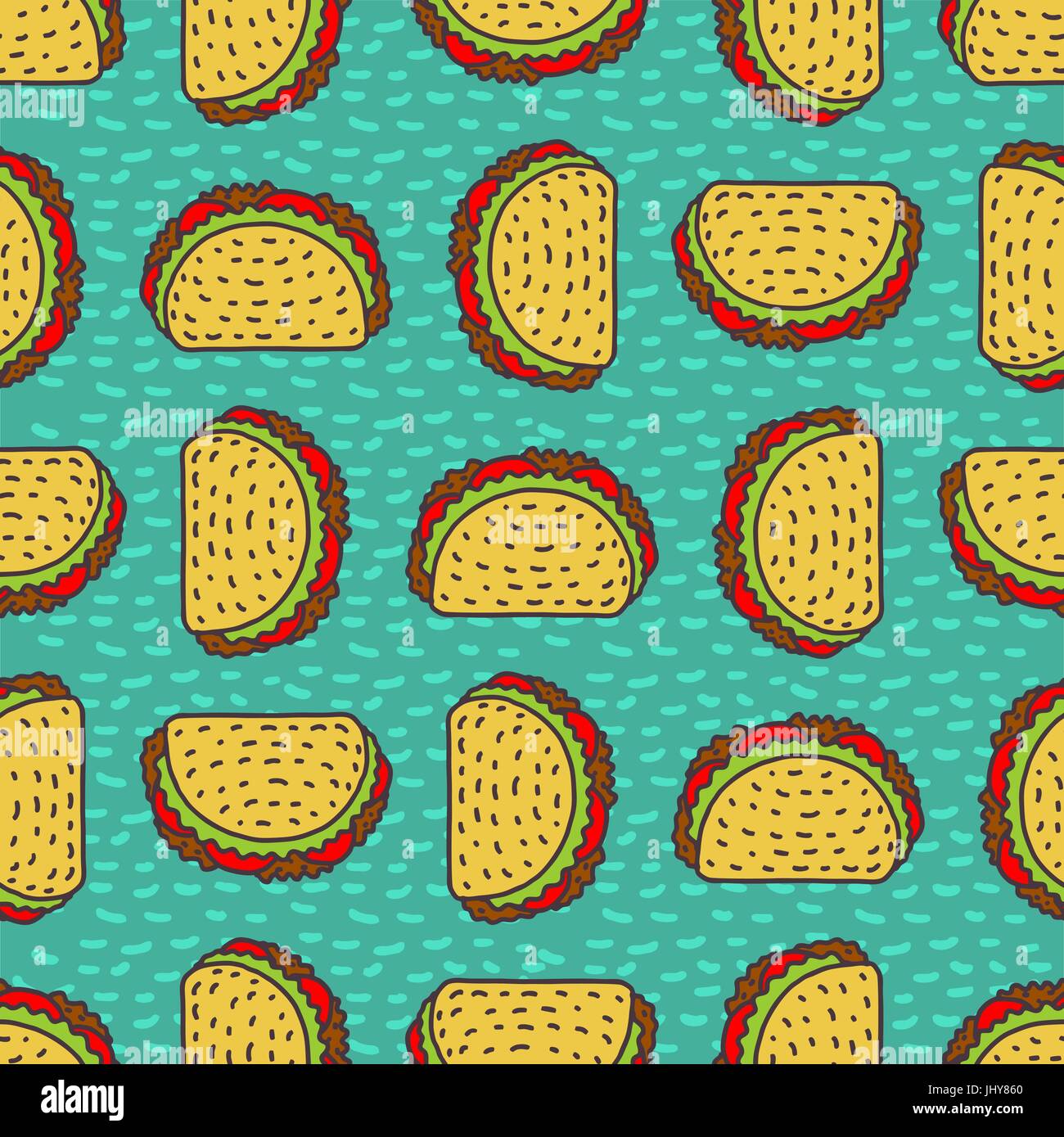 Taco drawing background. Mexican fast food pattern. Food from mexico ...
