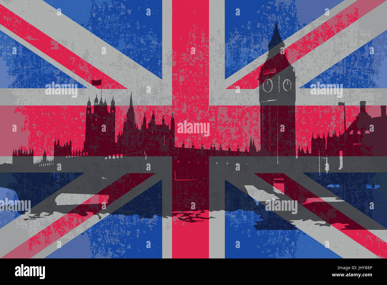The flag of England and the parliament building Stock Photo - Alamy