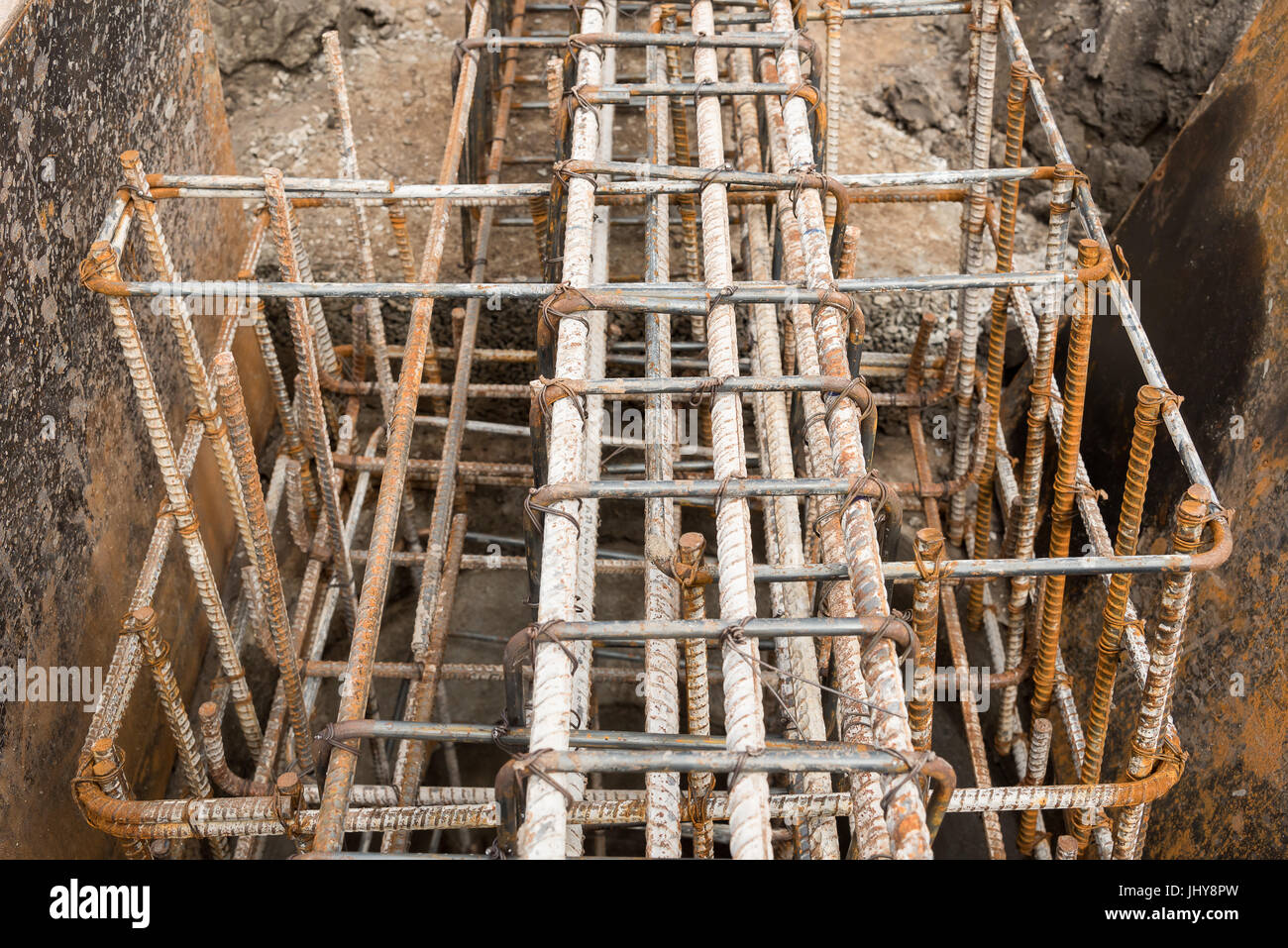 Reinforcement steel bars of beam for building Stock Photo - Alamy