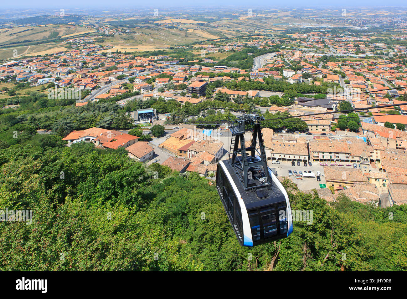 The Funivia di San Marino aerial cable car in San Marino Stock Photo ...