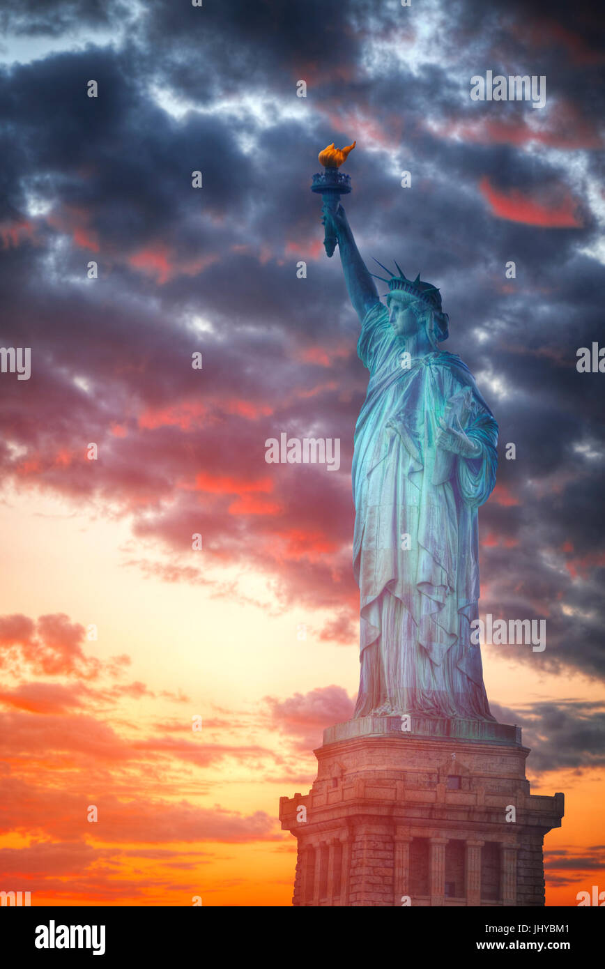 Statue of Liberty Neoclassical sculpture on Liberty Island southwest of ...