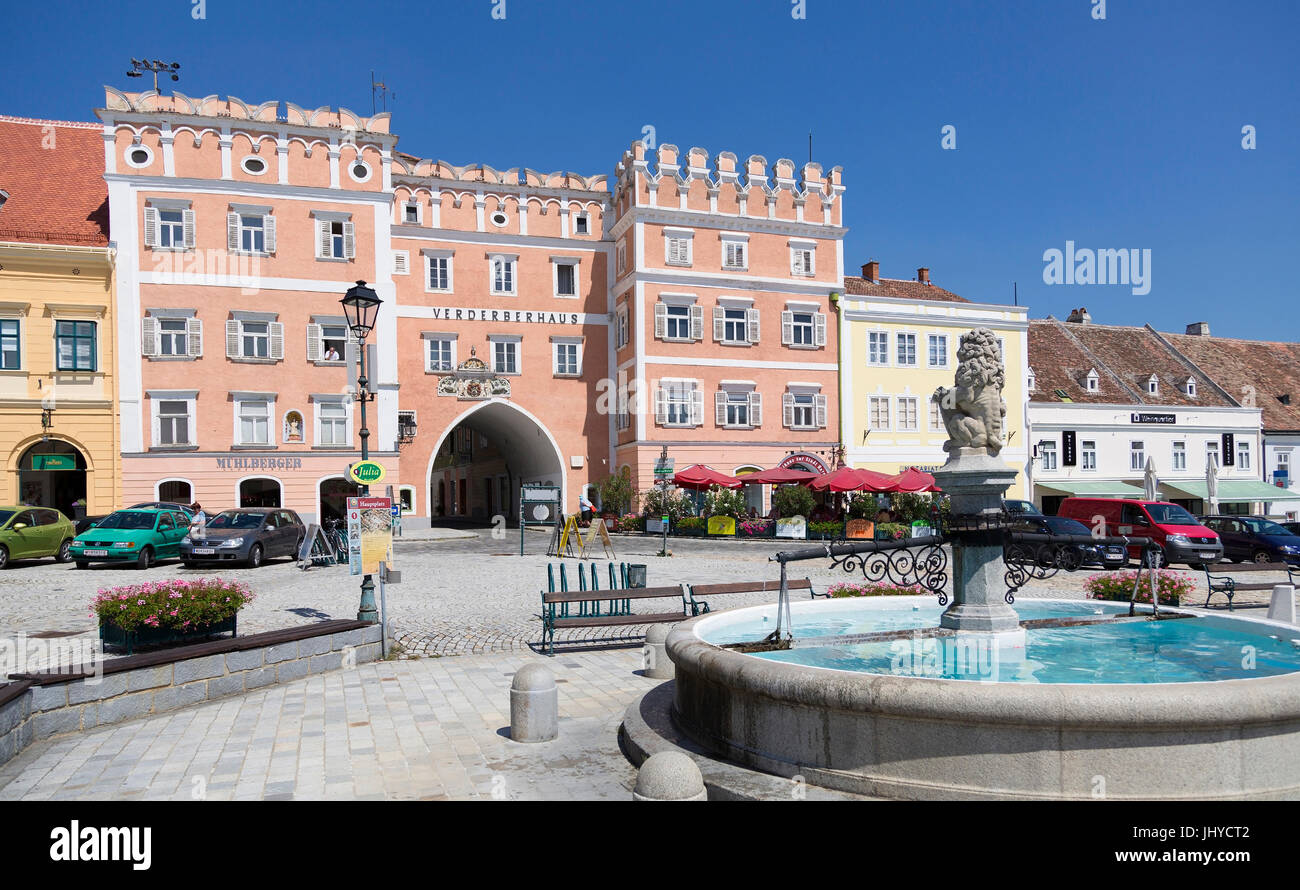 Main square in Retz, wine quarter, Lower Austria, Austria - the Main ...