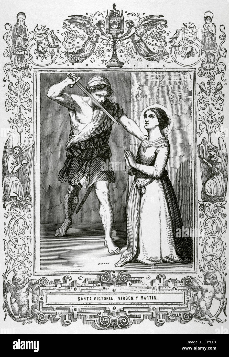 Saint Victoria (d.233). Virgin and martyr. The executioner about to ...