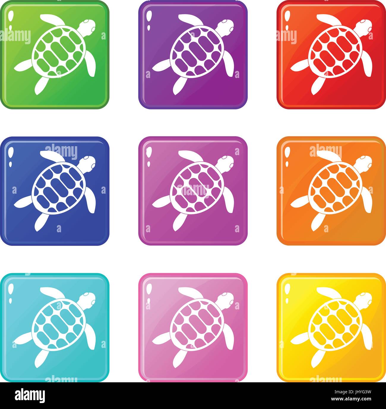 Turtle icons 9 set Stock Vector Image & Art - Alamy