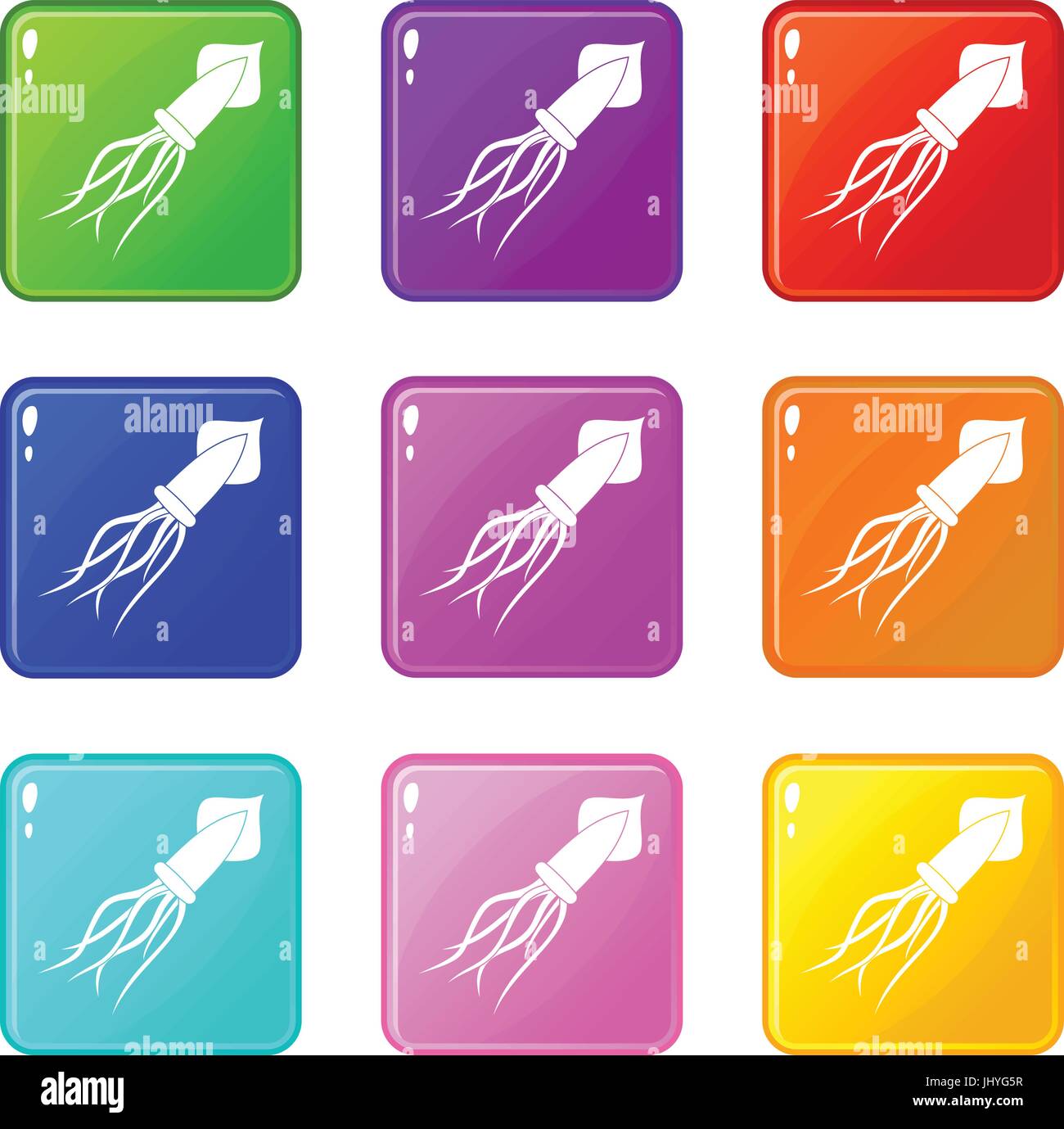 Squid icons 9 set Stock Vector Image & Art - Alamy
