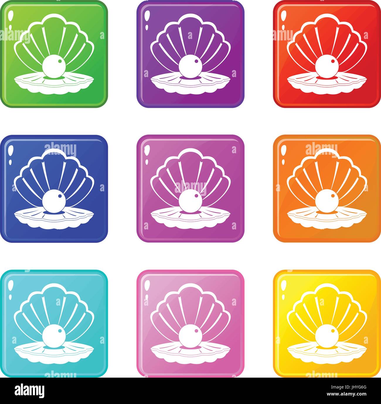 Pearl in a sea shell icons 9 set Stock Vector Image & Art - Alamy
