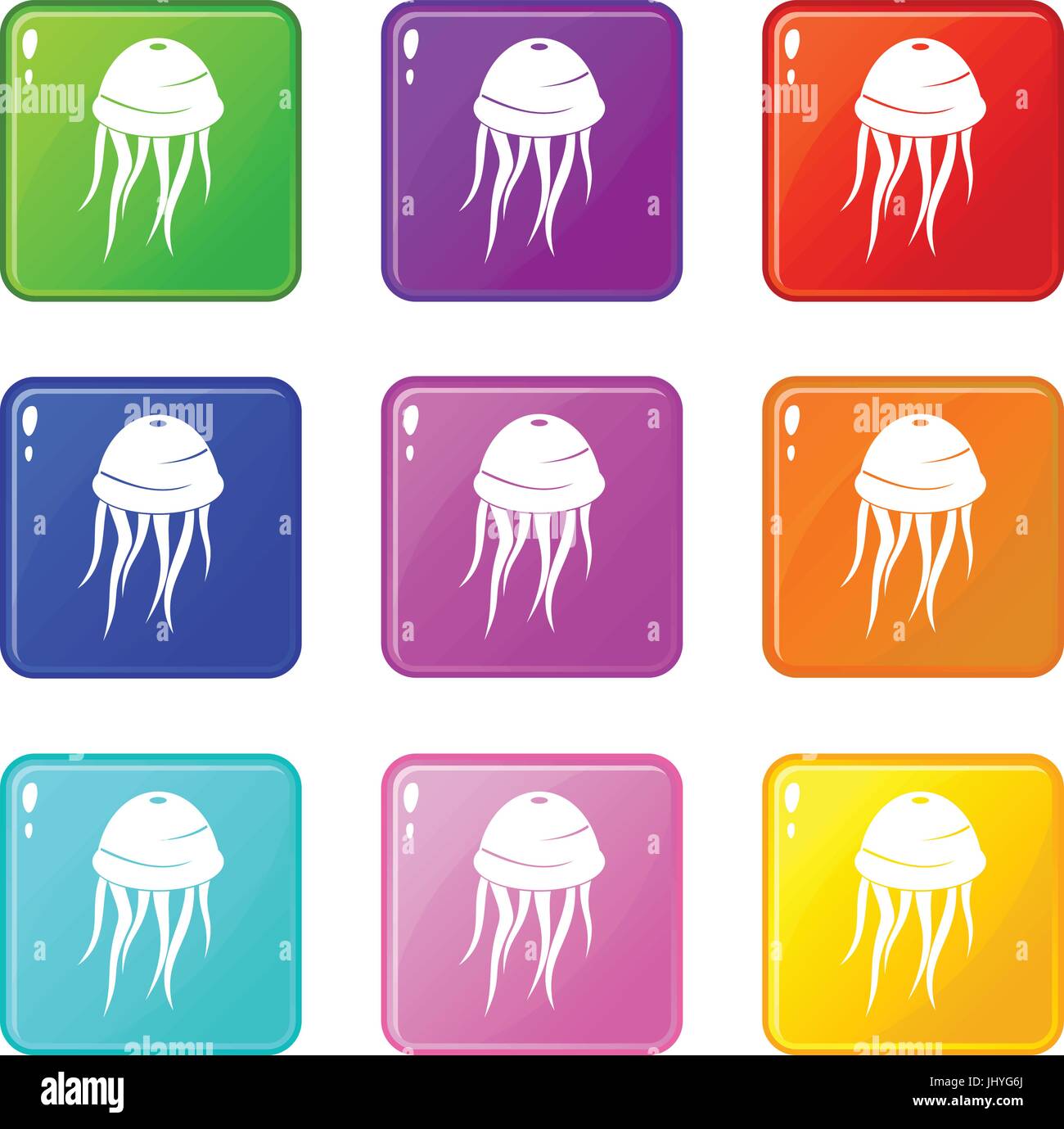 Jellyfish icons 9 set Stock Vector Image & Art - Alamy
