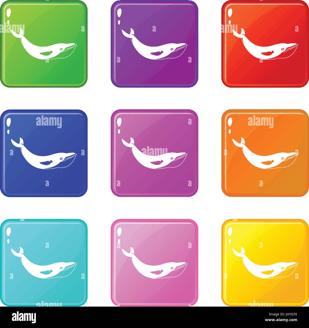 Whale icons 9 set Stock Vector Image & Art - Alamy
