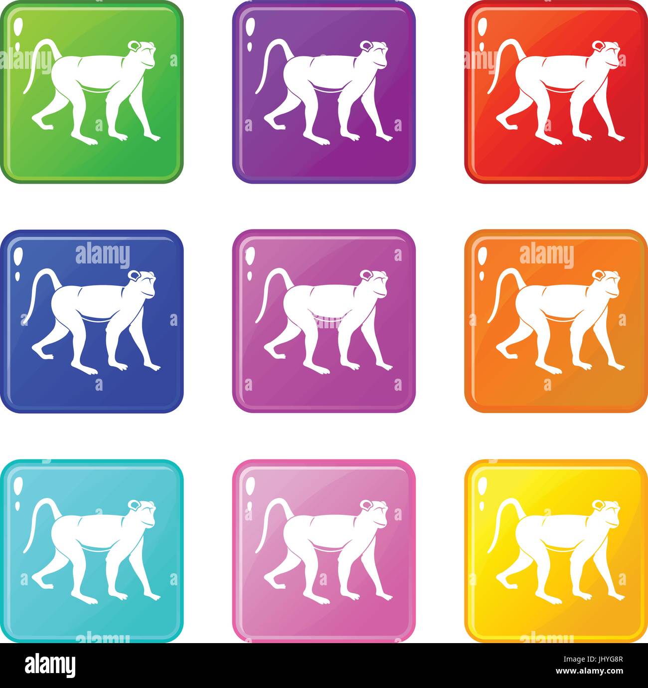 Monkey icons 9 set Stock Vector Image & Art - Alamy