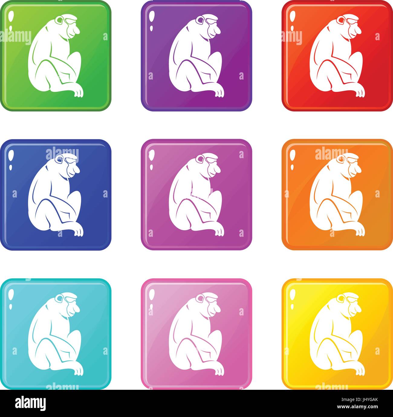 Orangutan icons 9 set Stock Vector Image & Art - Alamy
