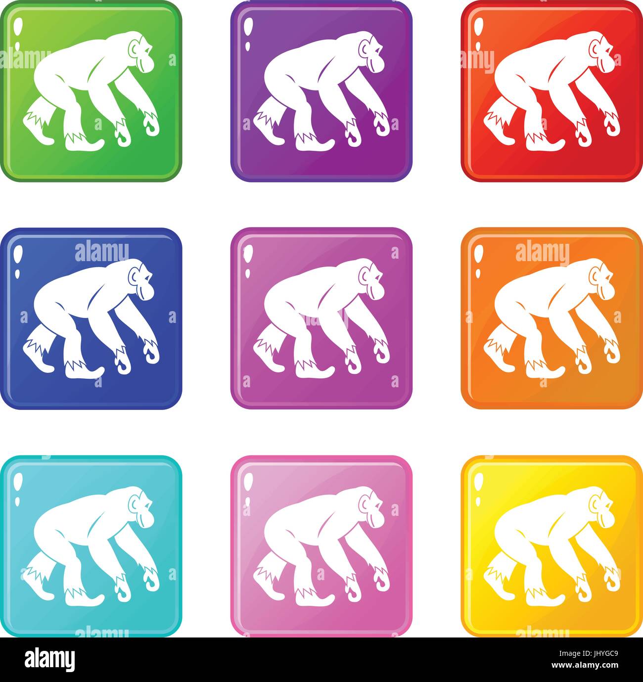 Monkey standing icons 9 set Stock Vector Image & Art - Alamy