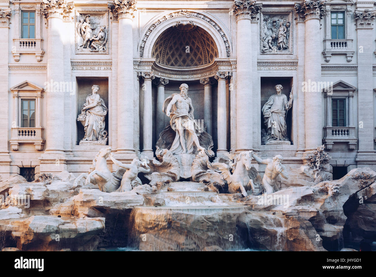 Trevi fountain at sunrise, Rome, Italy. Rome baroque architecture and ...