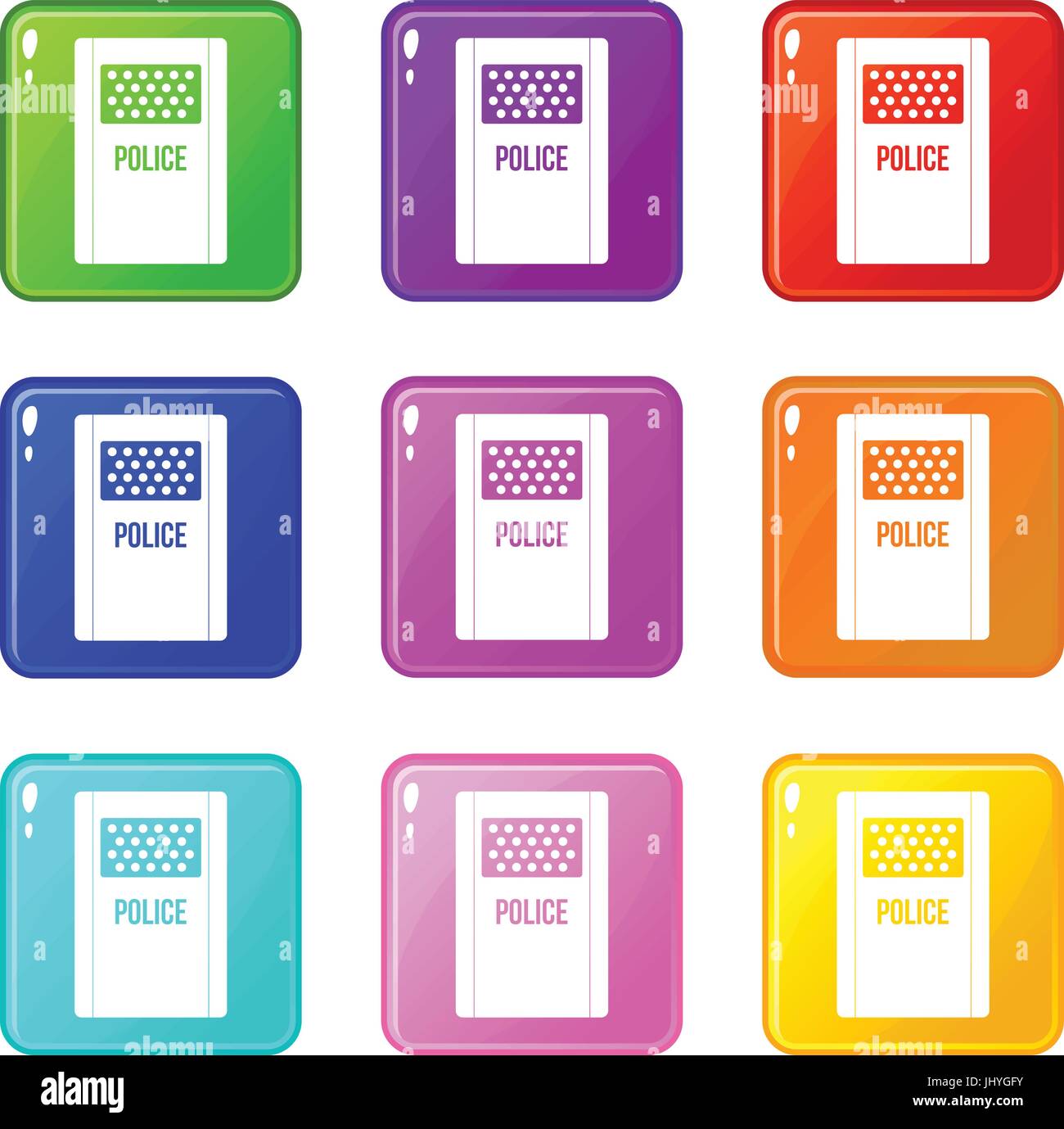 Riot shield icons 9 set Stock Vector Image & Art - Alamy