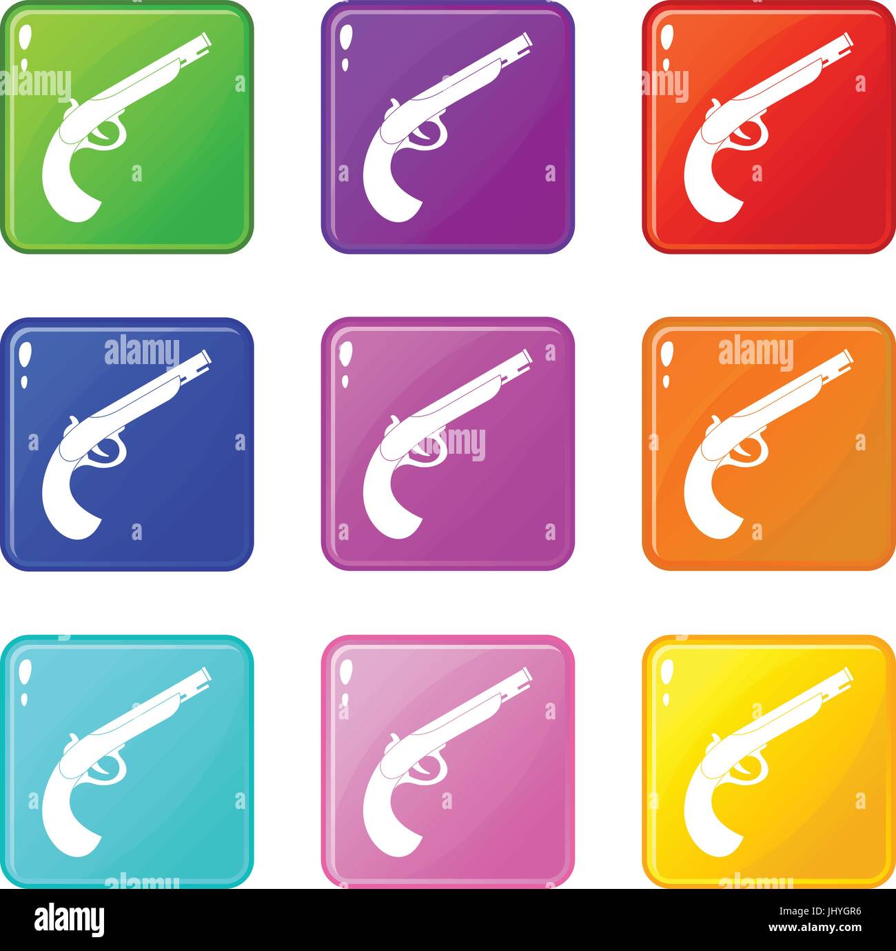 Gun icons 9 set Stock Vector Image & Art - Alamy