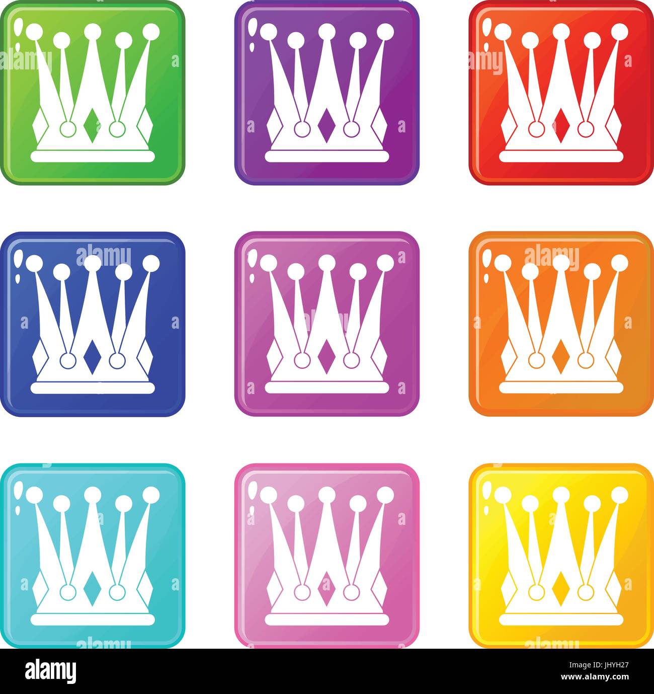 Kingly crown icons 9 set Stock Vector Image & Art - Alamy