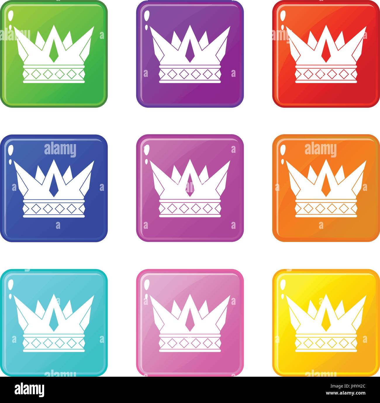 Cog crown icons 9 set Stock Vector Image & Art - Alamy