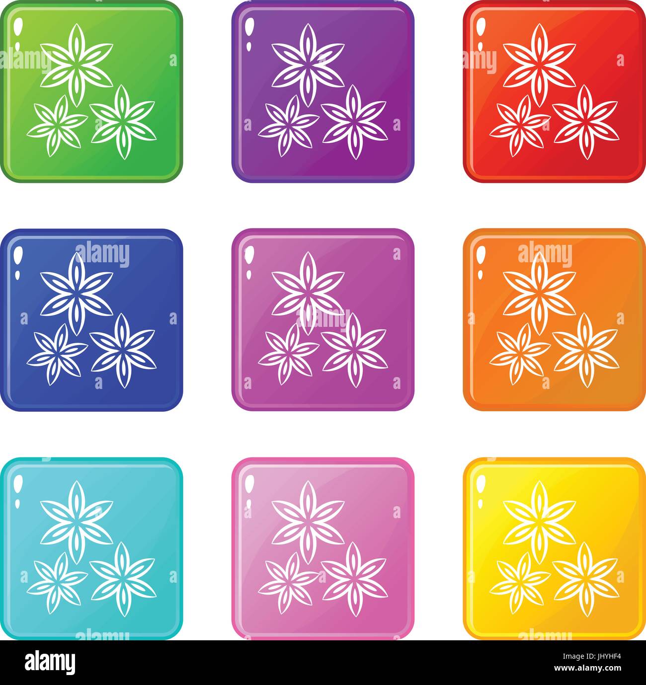 Star anise icons 9 set Stock Vector Image & Art - Alamy