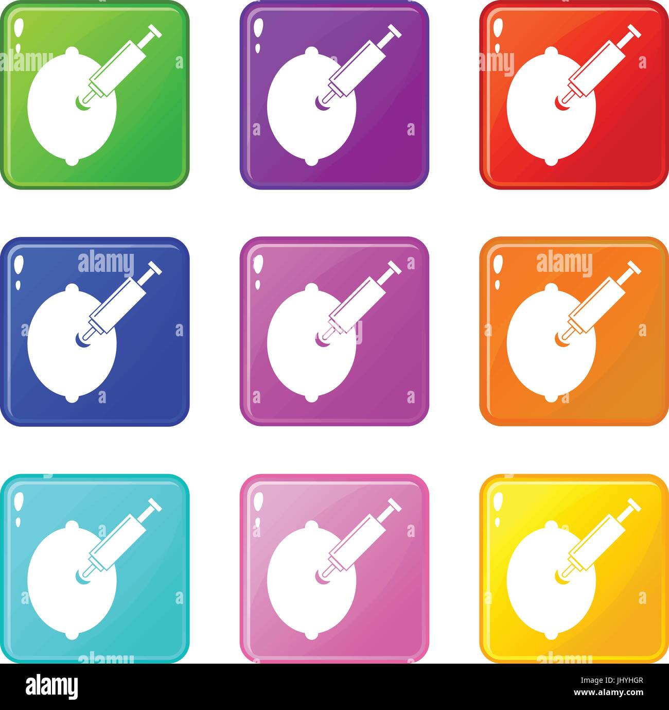 GMO lemon with syringe icons 9 set Stock Vector Image & Art - Alamy