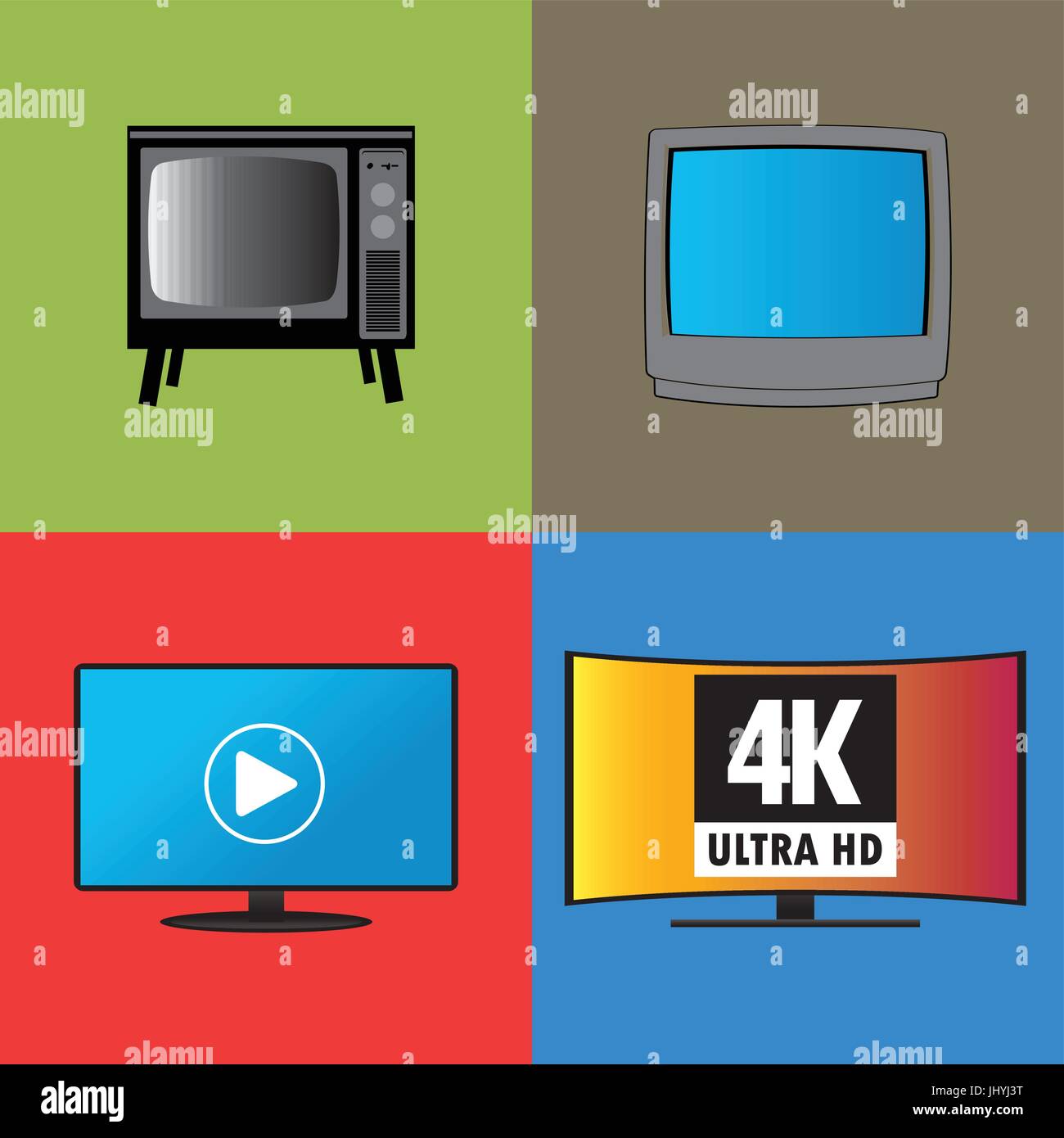 Banners or background, the evolution of television, flat vector Stock ...