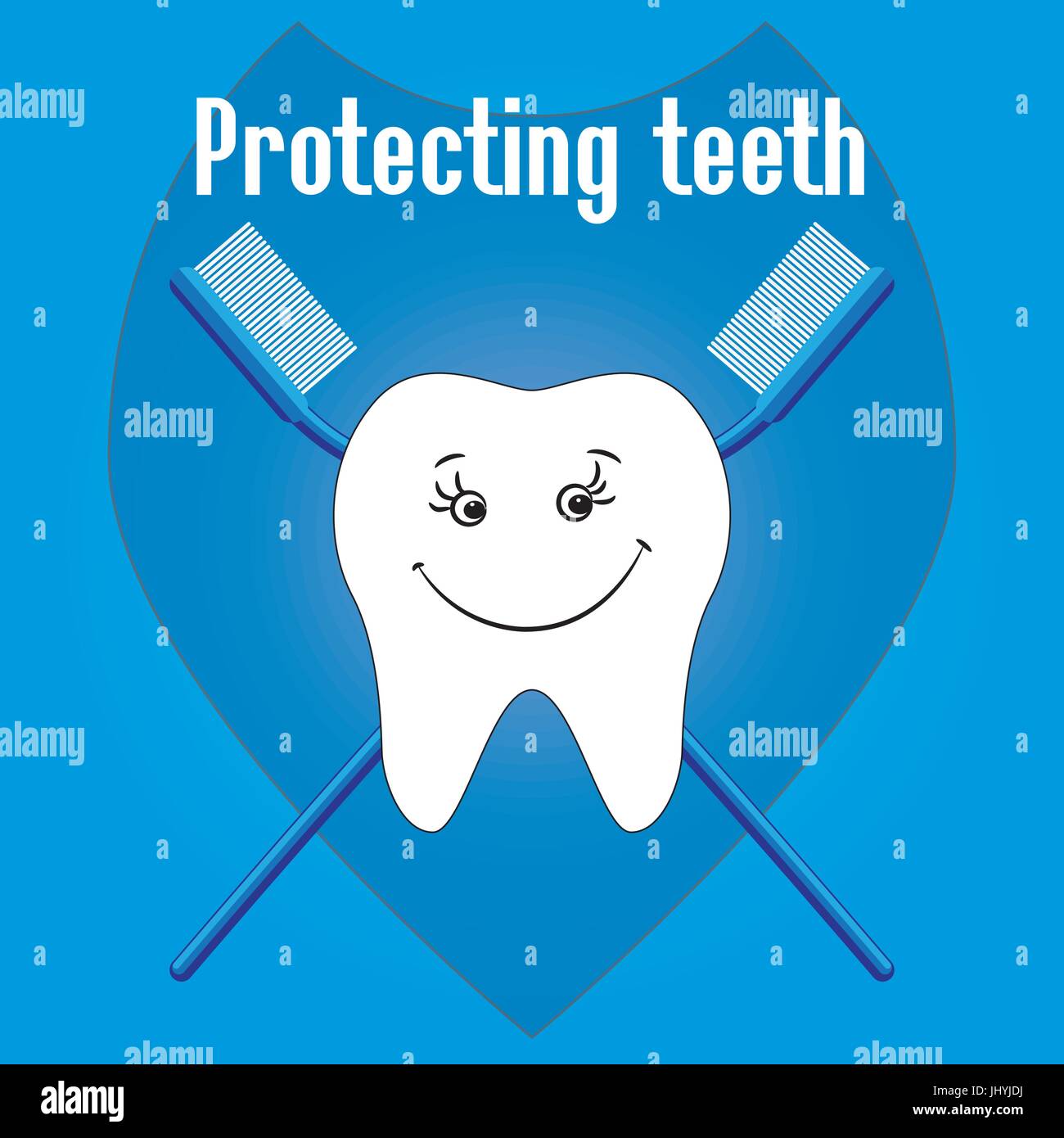 Happy Tooth and tooth brushes, tooth protection, vector Stock Vector ...