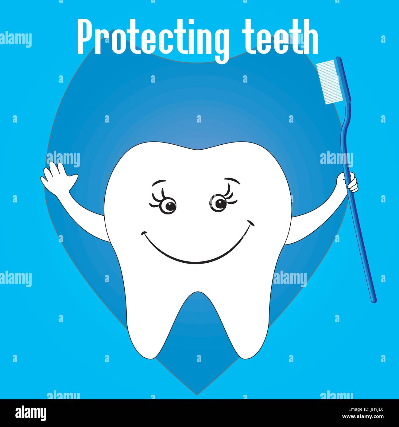 Happy Tooth and tooth brushes, tooth protection, vector Stock Vector ...