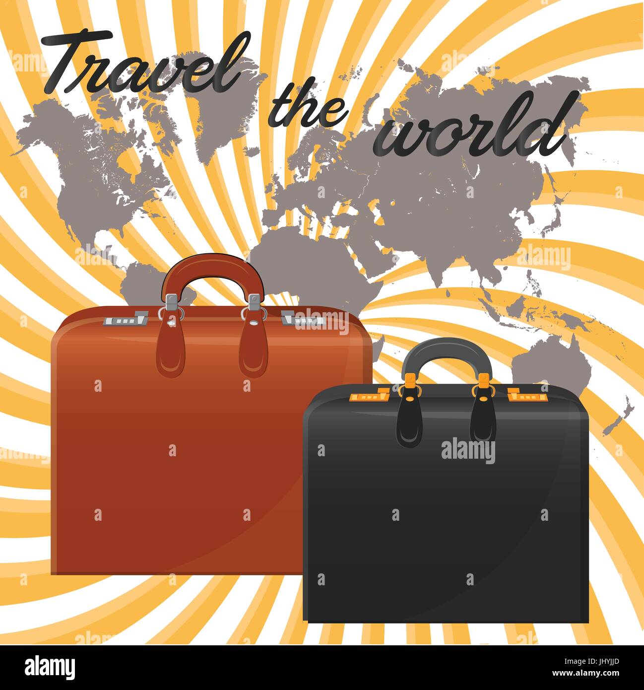 Suitcases. Against the background of the world map. vector Stock Vector ...