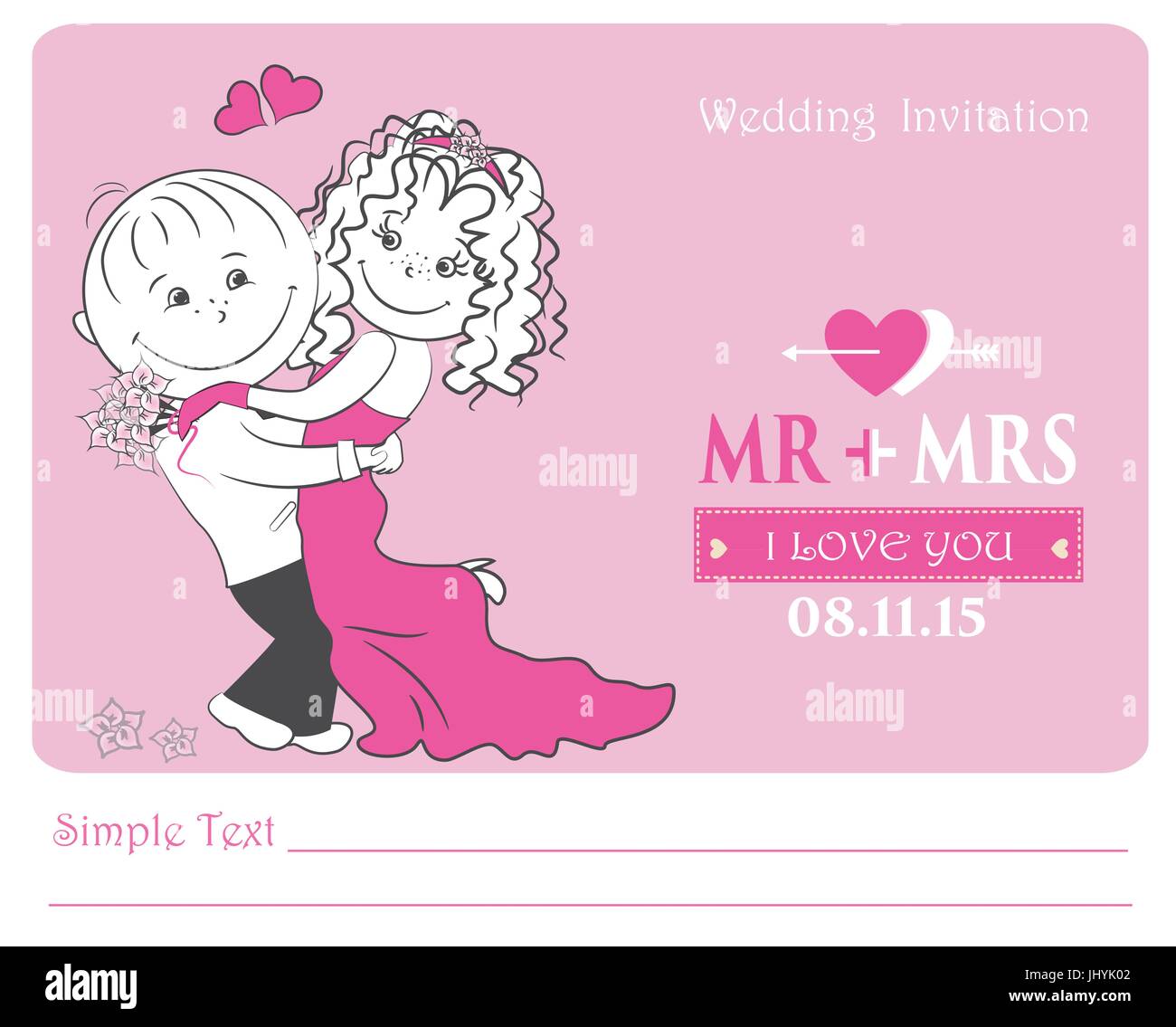 loving couple , wedding invitation,vector illustration Stock Vector ...