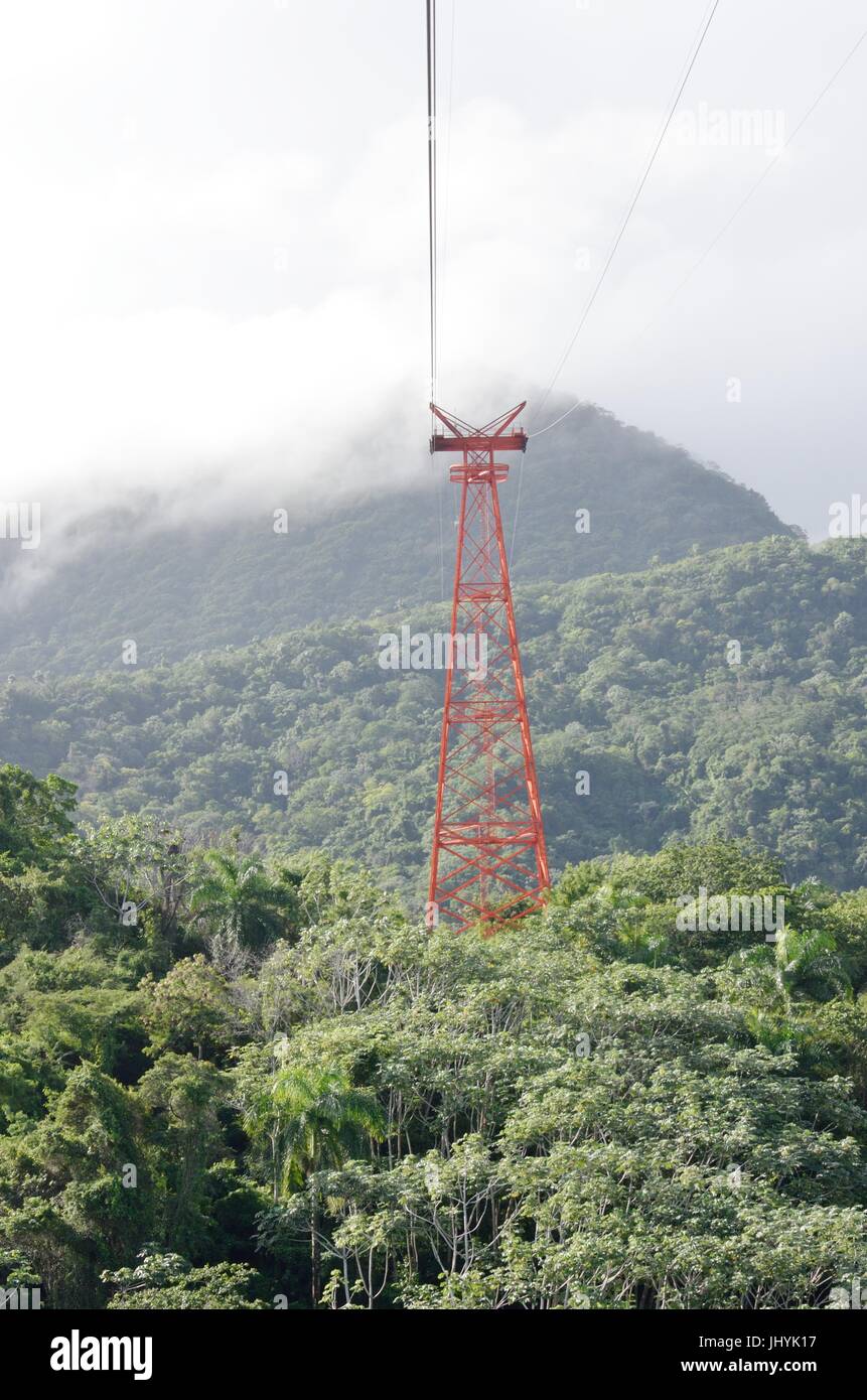Cable car mechanism in Jungle Puerto Plata Stock Photo - Alamy