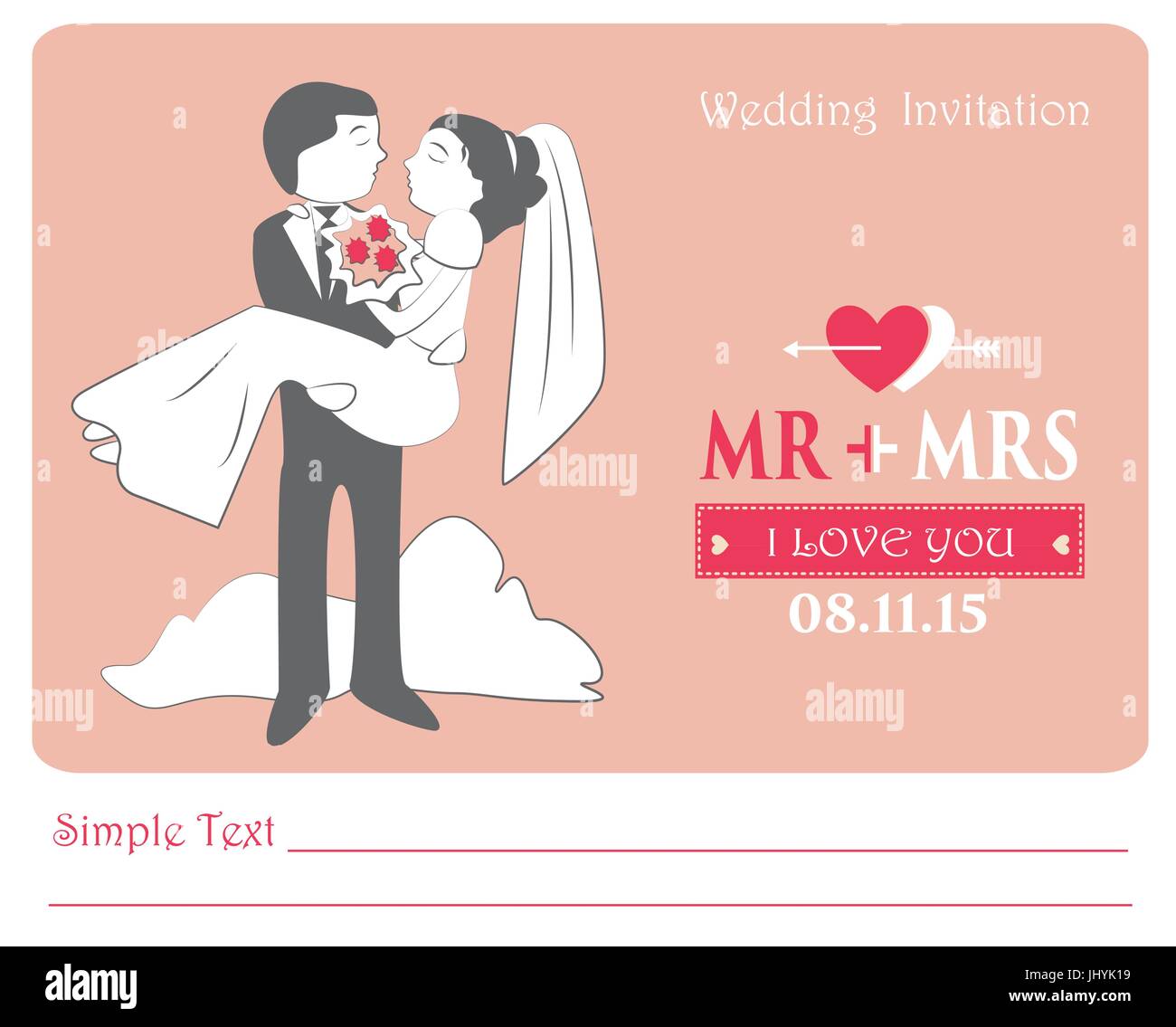 loving couple , wedding invitation,vector illustration Stock Vector ...