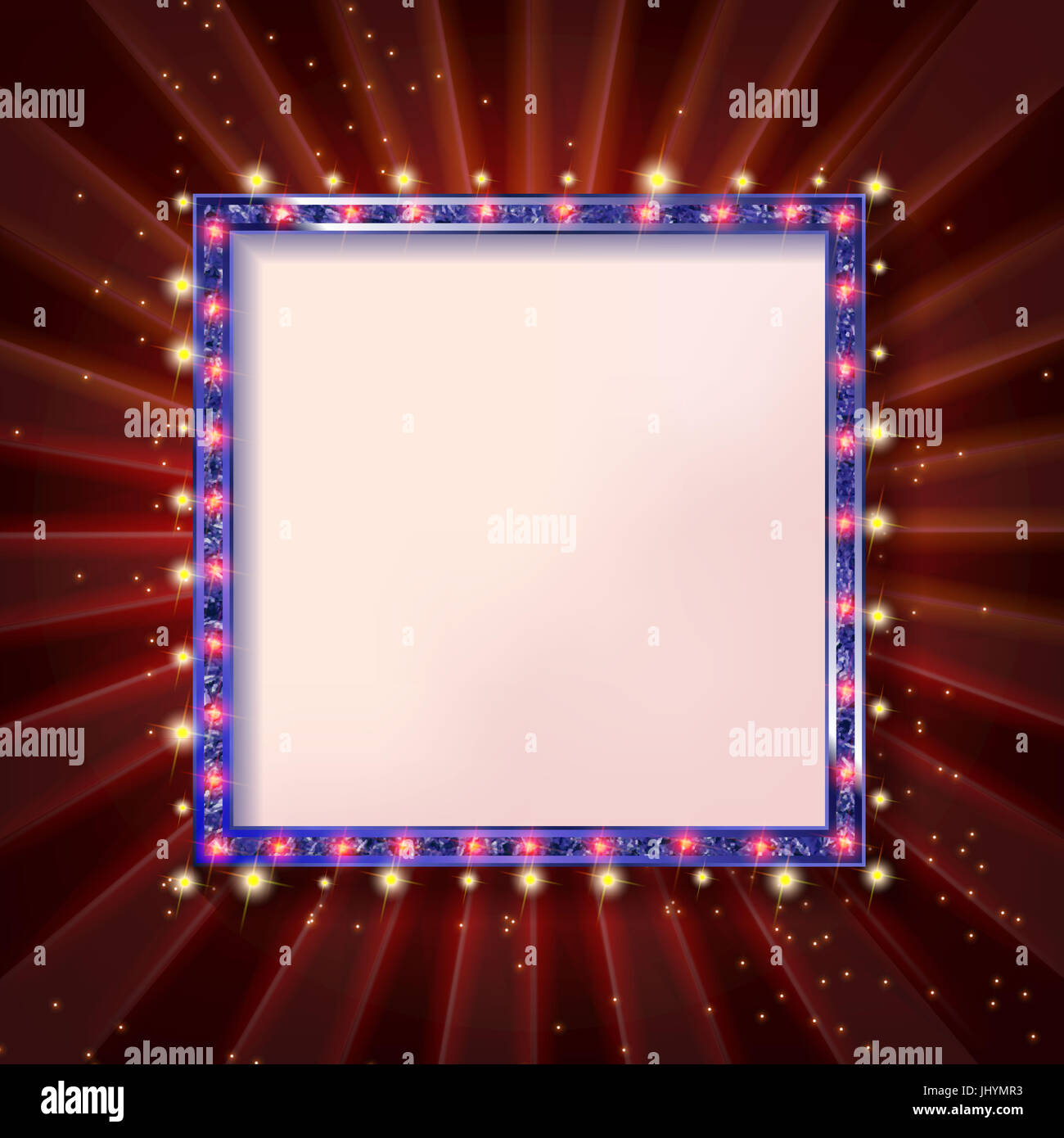 Square glowing frame on dark background in retro style. Vector ...