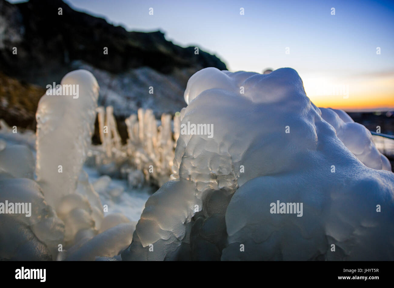 Frozen nature by water steam of a waterfall Stock Photo - Alamy