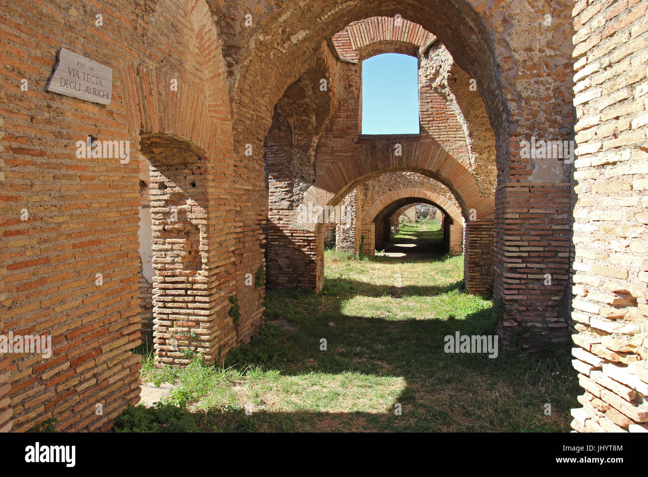 OSTIA ANTCA, ITALY - JULY 2, 2017: remains of Ancient Ostia was a town ...