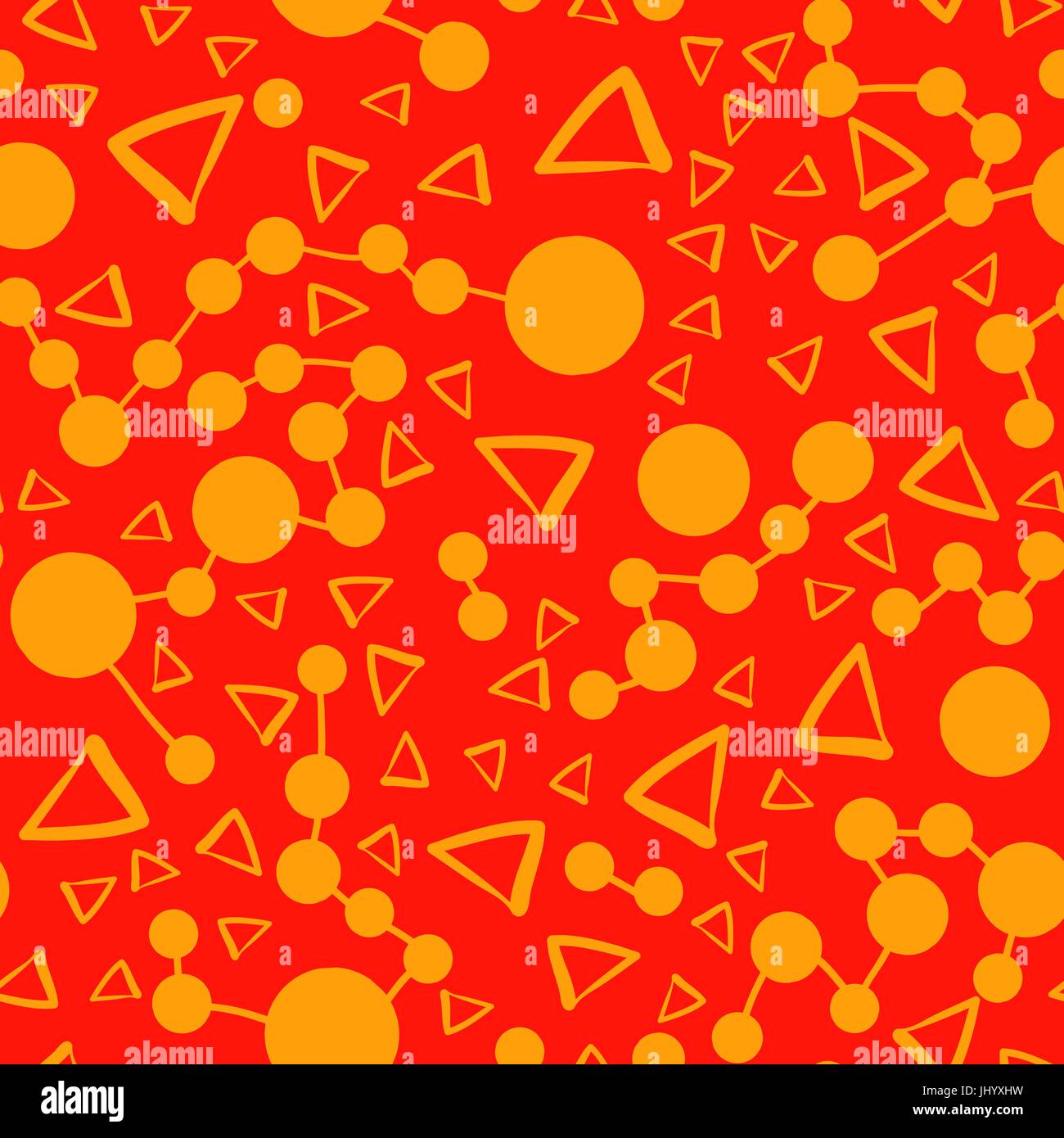 Orange Seamless pattern with triangles and connected spots on a ...
