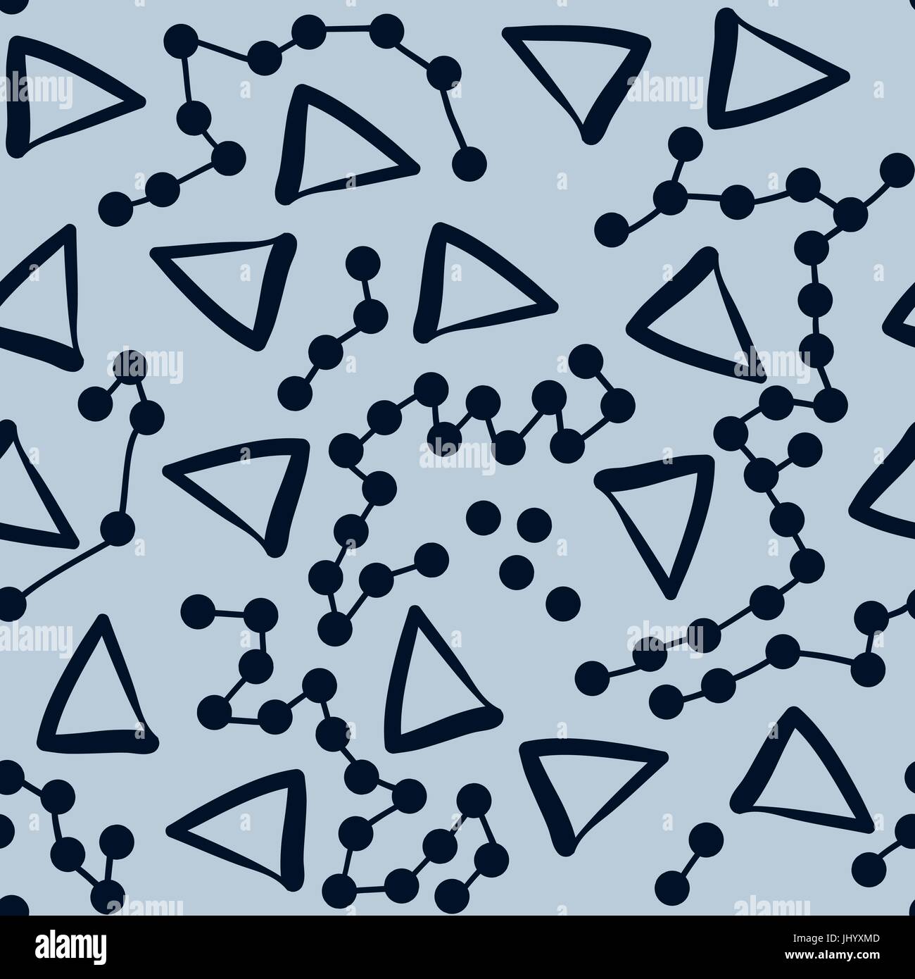 Seamless pattern with triangles and connected spots on a gray ...