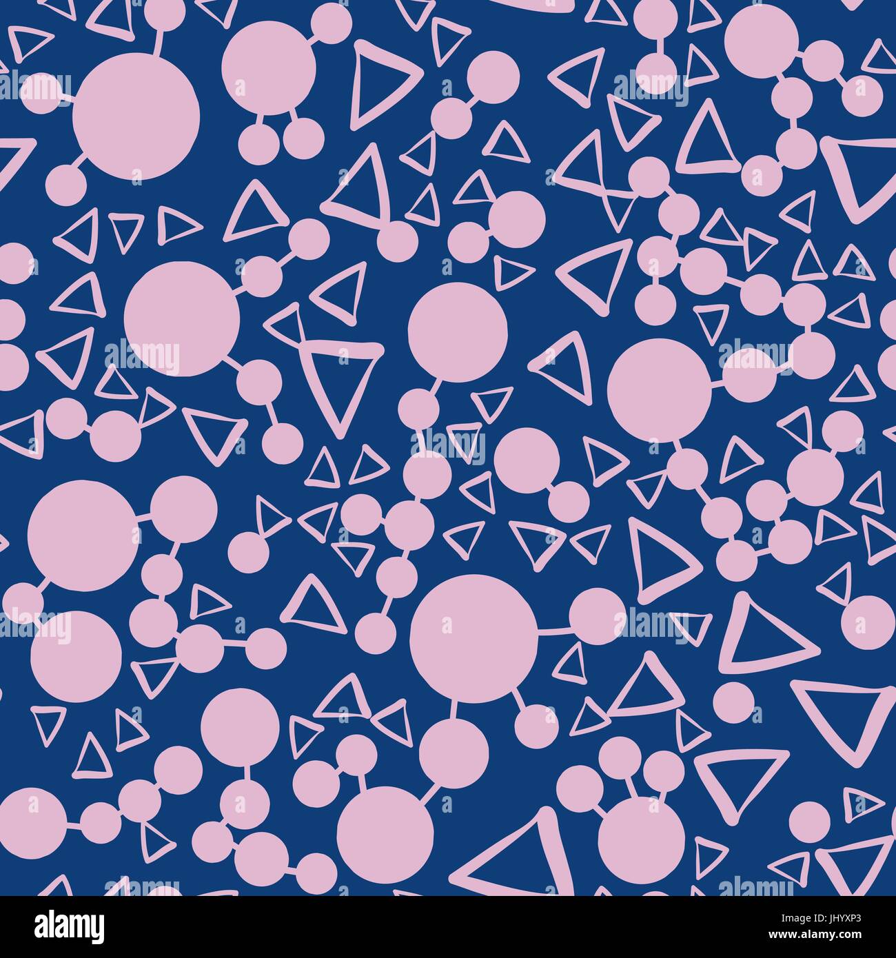 Blue All-over Seamless pattern with triangles and connected spots on a ...
