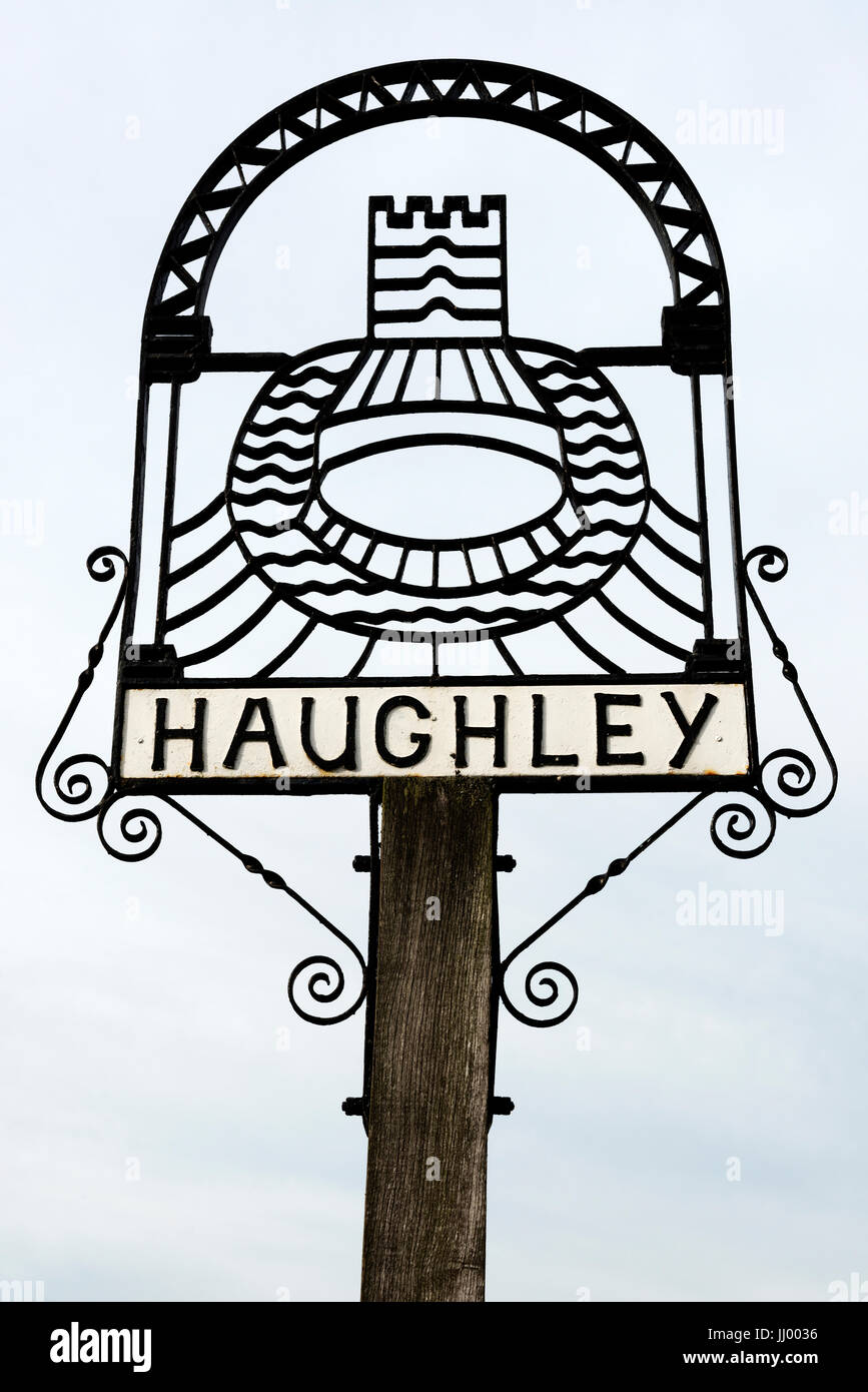 Haughley village sign Suffolk England Stock Photo - Alamy
