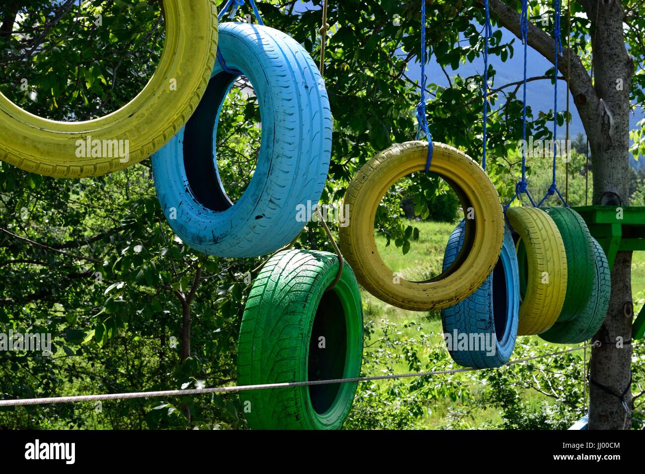 Playground tyres hi-res stock photography and images - Alamy