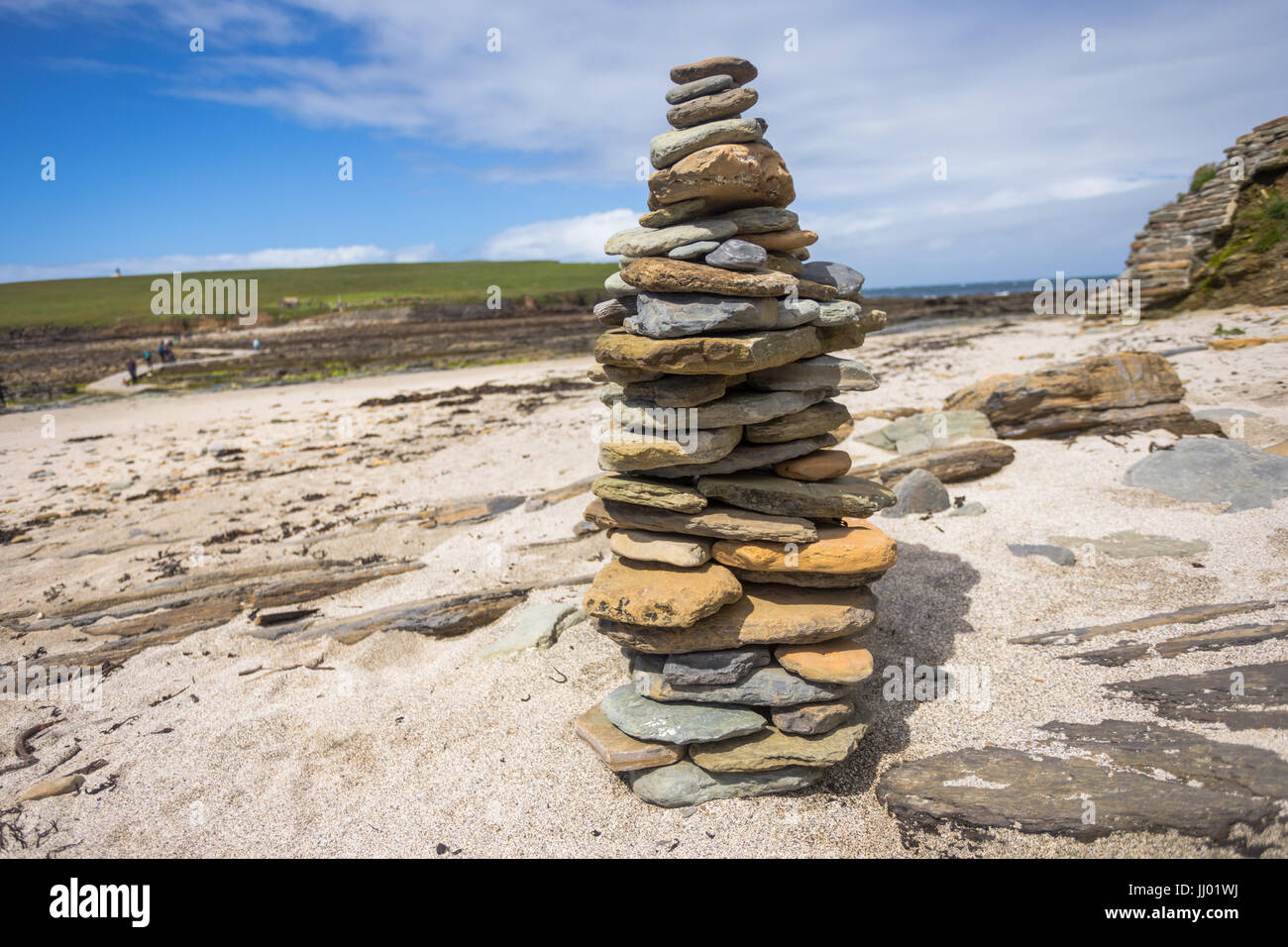 Stack or stones on the causeway, Brough of Birsay, Orkney Scotland UK ...
