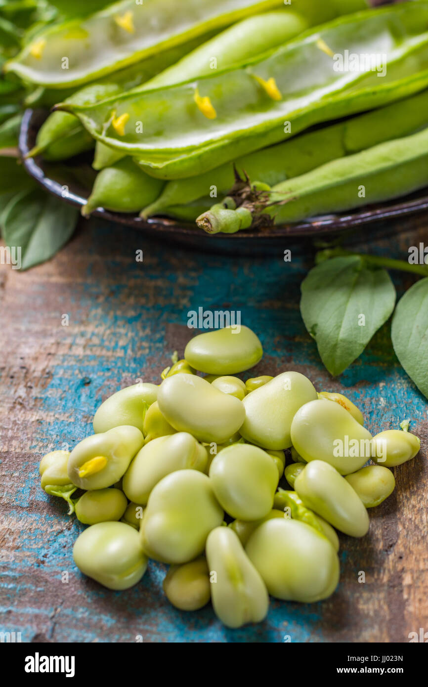 Healthy fresh legumes, new harvest on broad lima white big beans Stock ...
