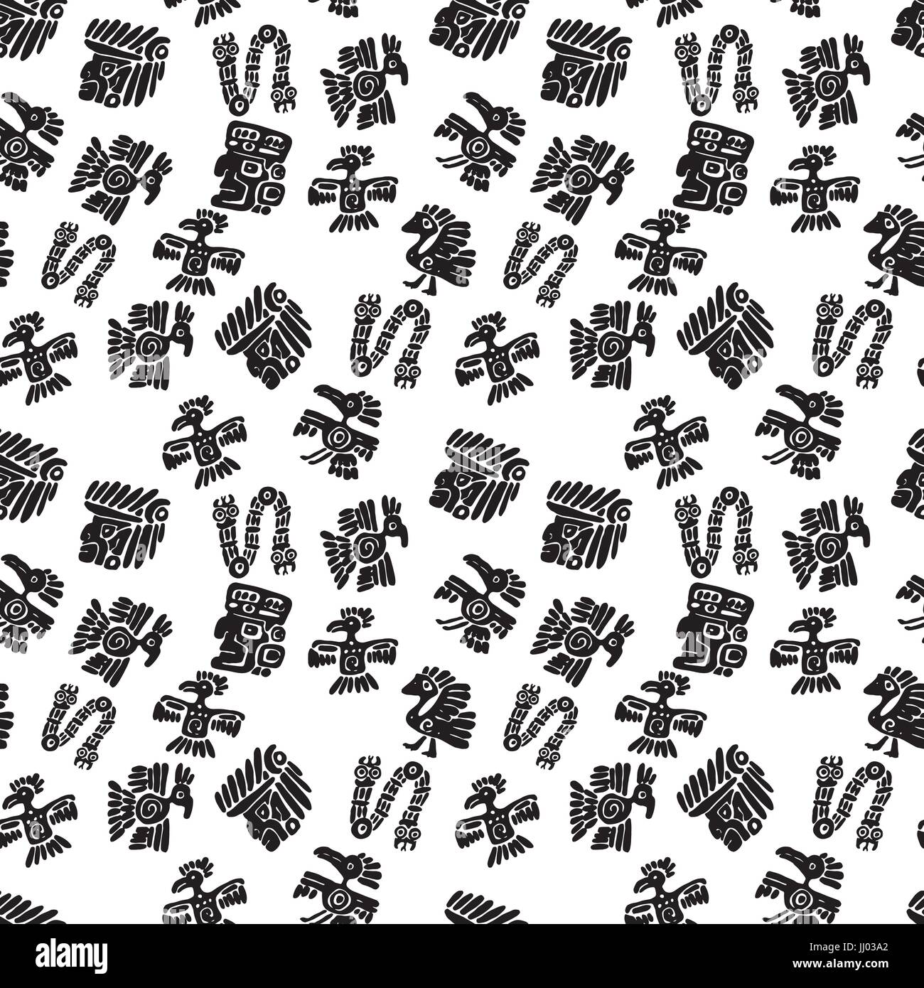 Seamless maya pattern. Black and white ethnic elements Stock Vector ...