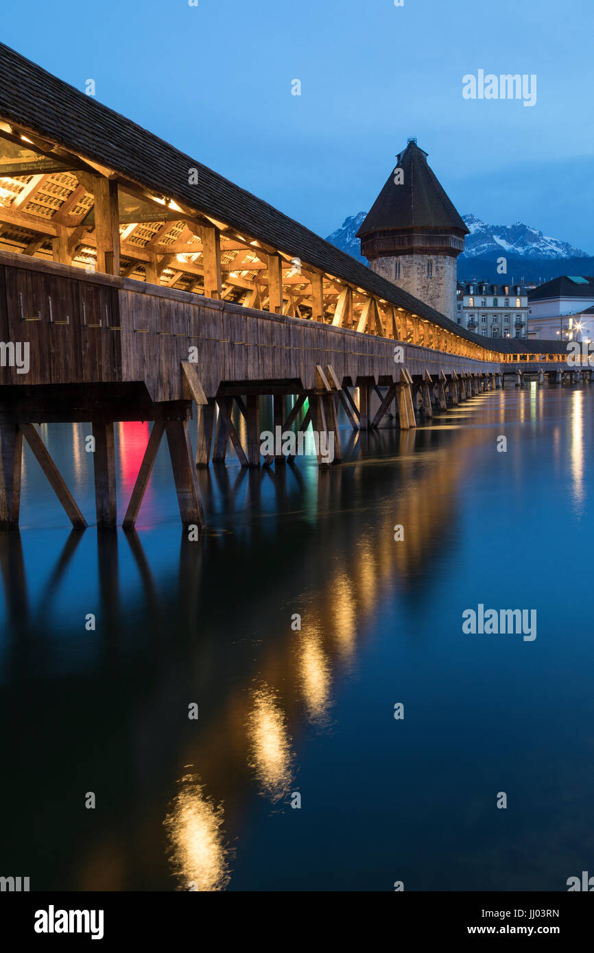 Chapel Bridge - a 14th century covered wooden footbridge that spans the ...