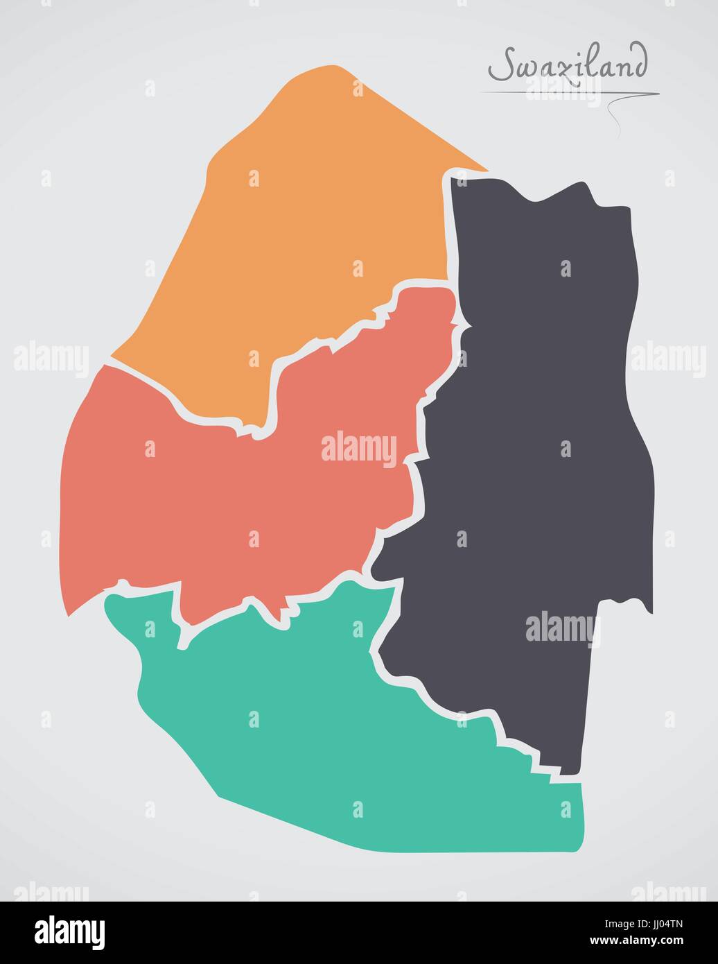 Swaziland Map with states and modern round shapes Stock Vector Image ...
