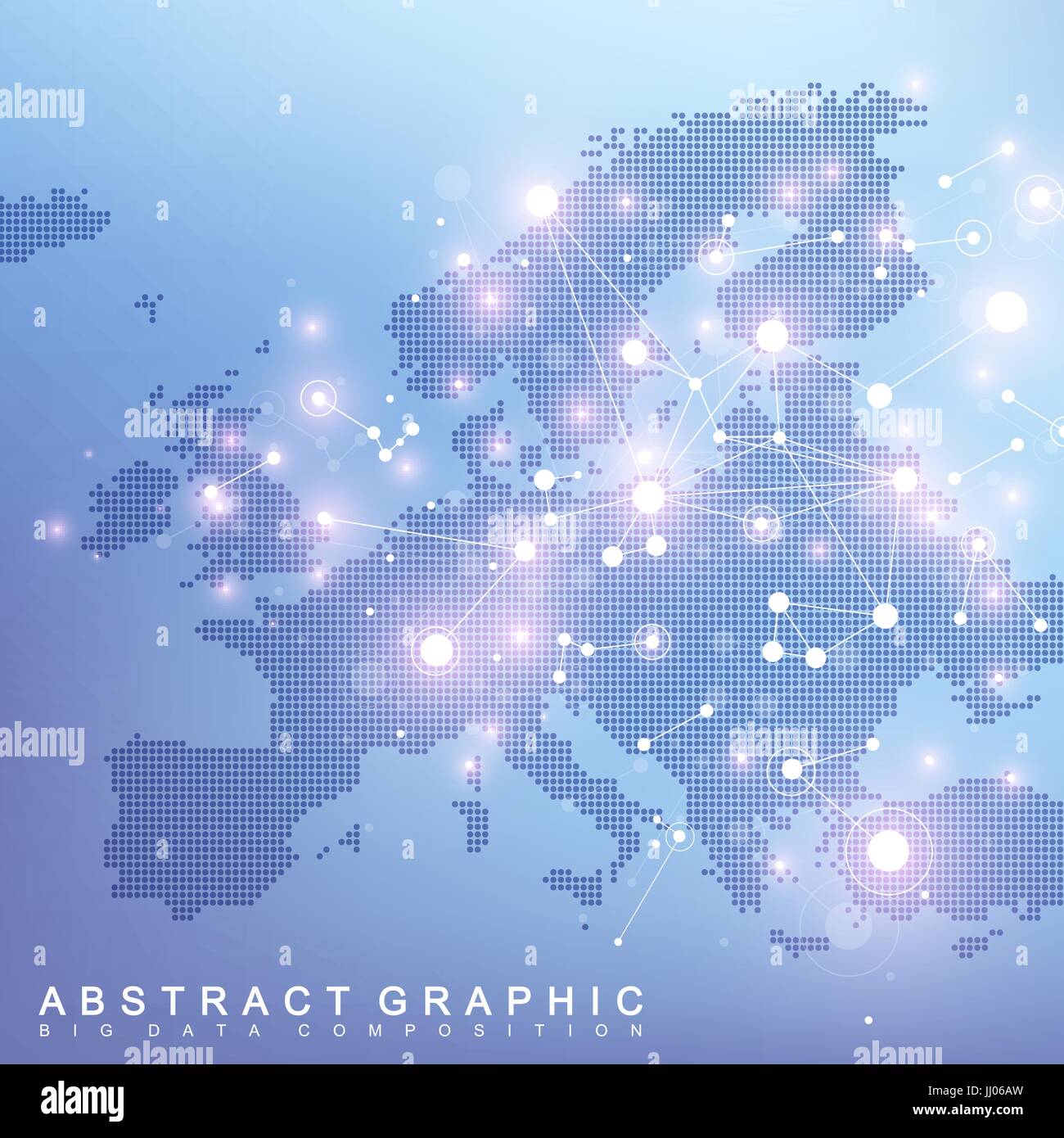 Geometric graphic background communication with Europe Map. Big data ...