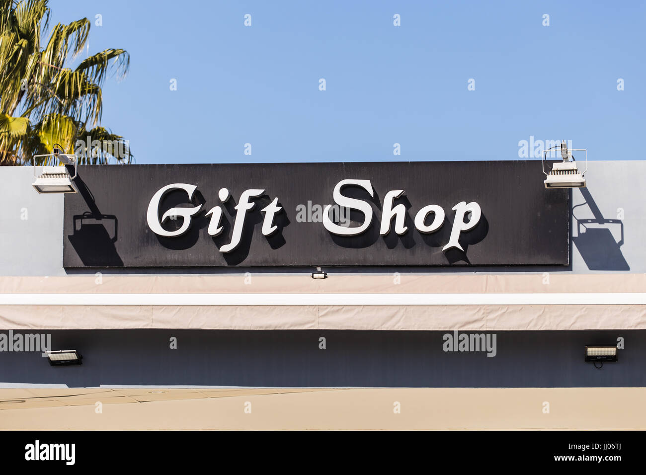 Gift shop sign on a building Stock Photo - Alamy
