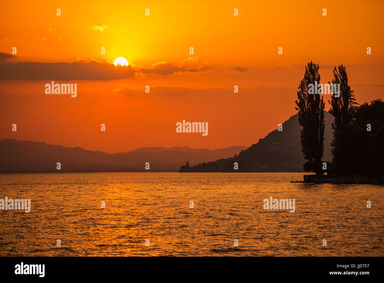 Swiss Lake Thun Sunset. Interlaken, Switzerland. Summer at the Lake ...
