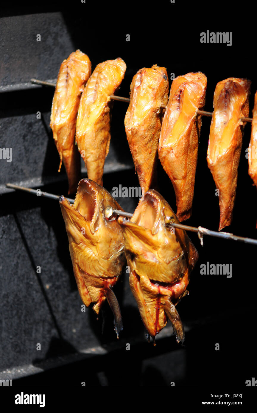 traditional fresh smoked fish in smoker Stock Photo - Alamy